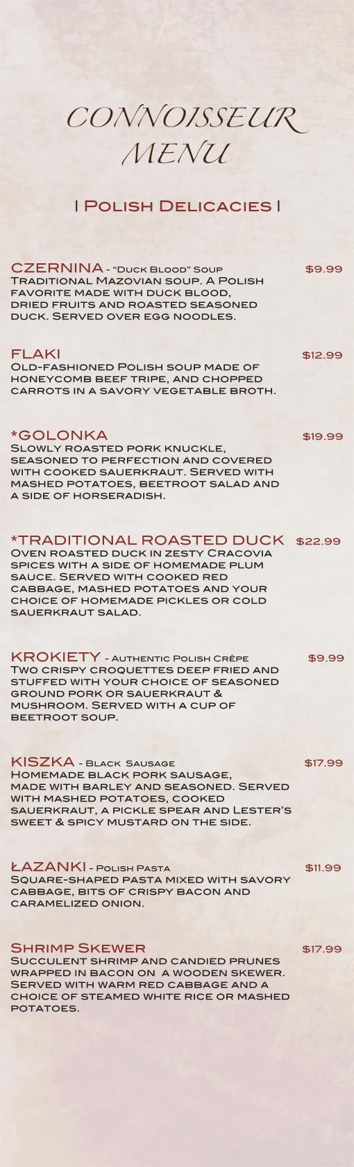 LUNCH PAGE 4 - Connoisseur Menu | Polish Restaurant & Bar